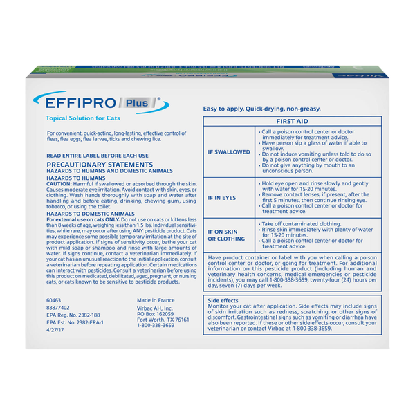 EFFIPRO® PLUS Topical Solution for Cats | Fleas, ticks, mosquitoes and ...